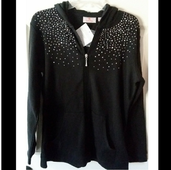 Quacker Factory | Tops | Quaker Factory Sequin Zip Up Hoodie | Poshmark